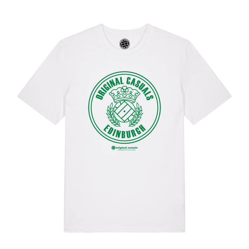 OC Badge - Hibs 80s - White T with Green print – Original Casuals